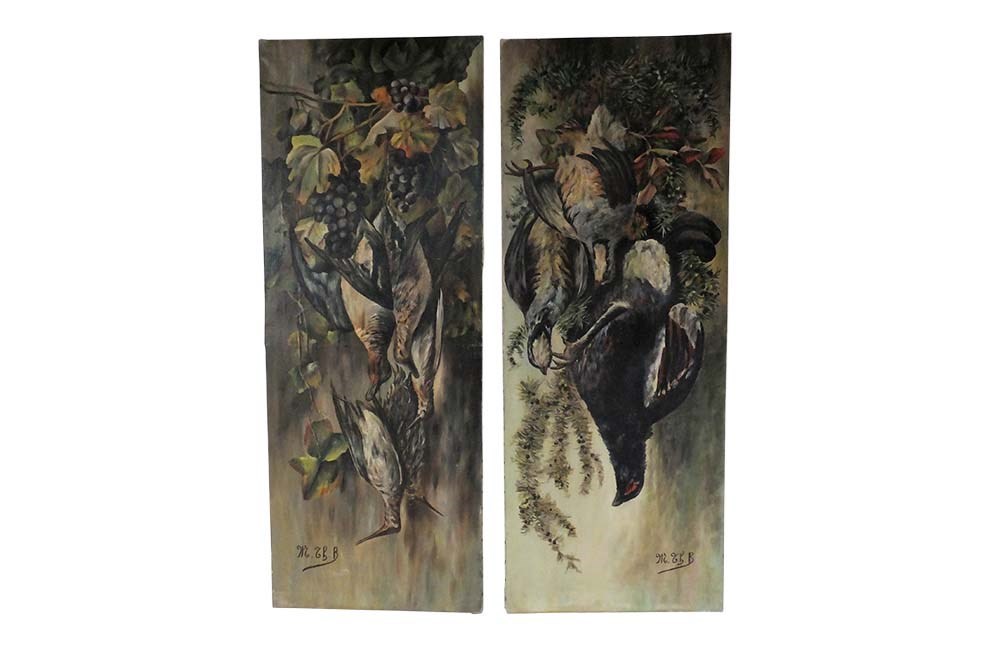 Pair Of French Still-Life Paintings Of Game Birds - The Hoarde Vintage