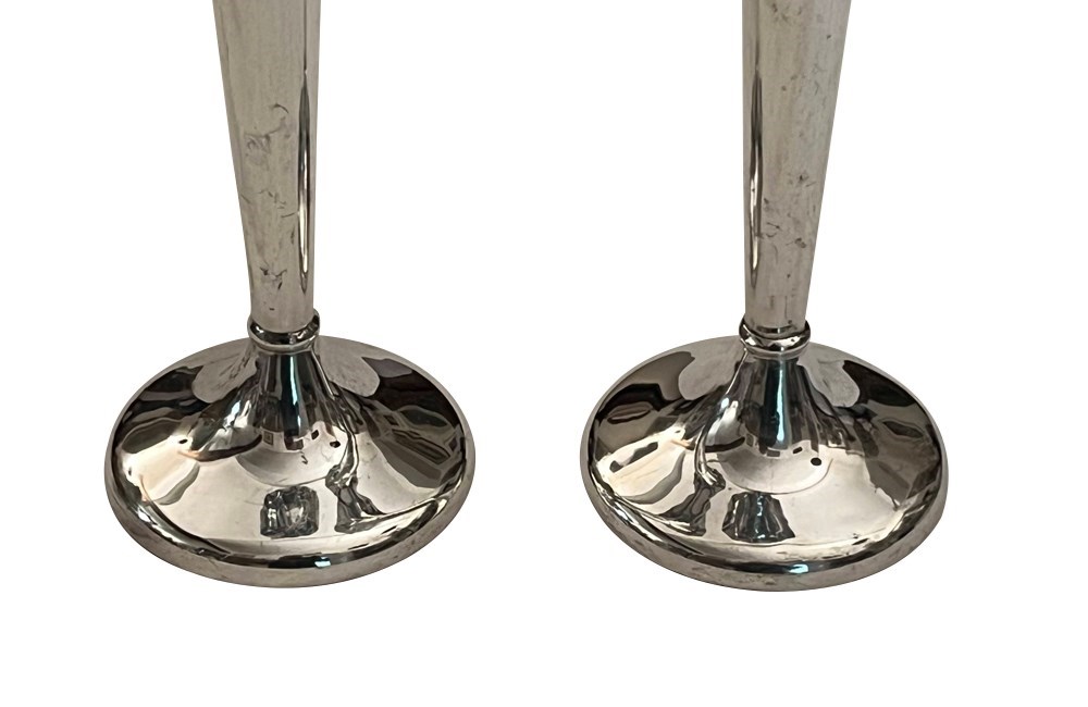Pair Of Early 20Th Century Mappin & Webb Trumpet Vases - The Hoarde Vintage