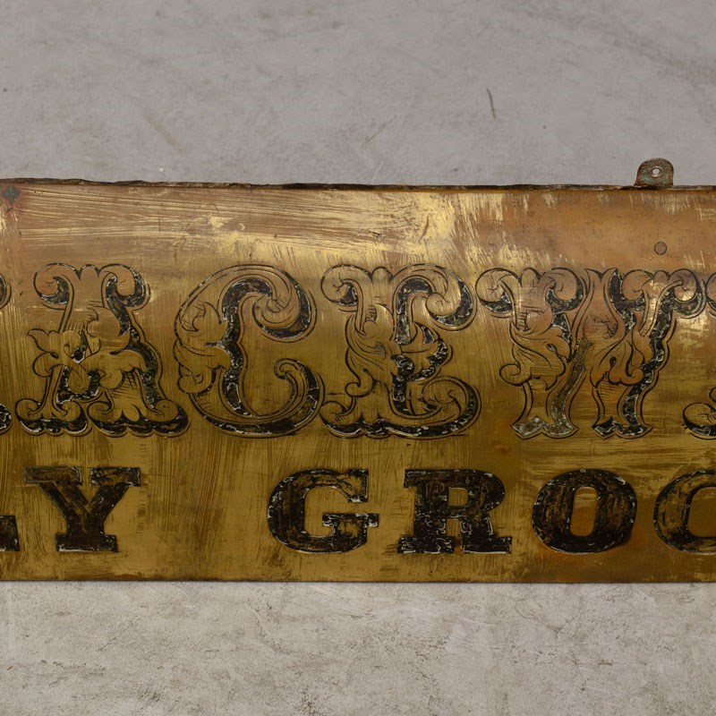 Exceptional Victorian Brass Shop Sign - The Hoarde Vintage