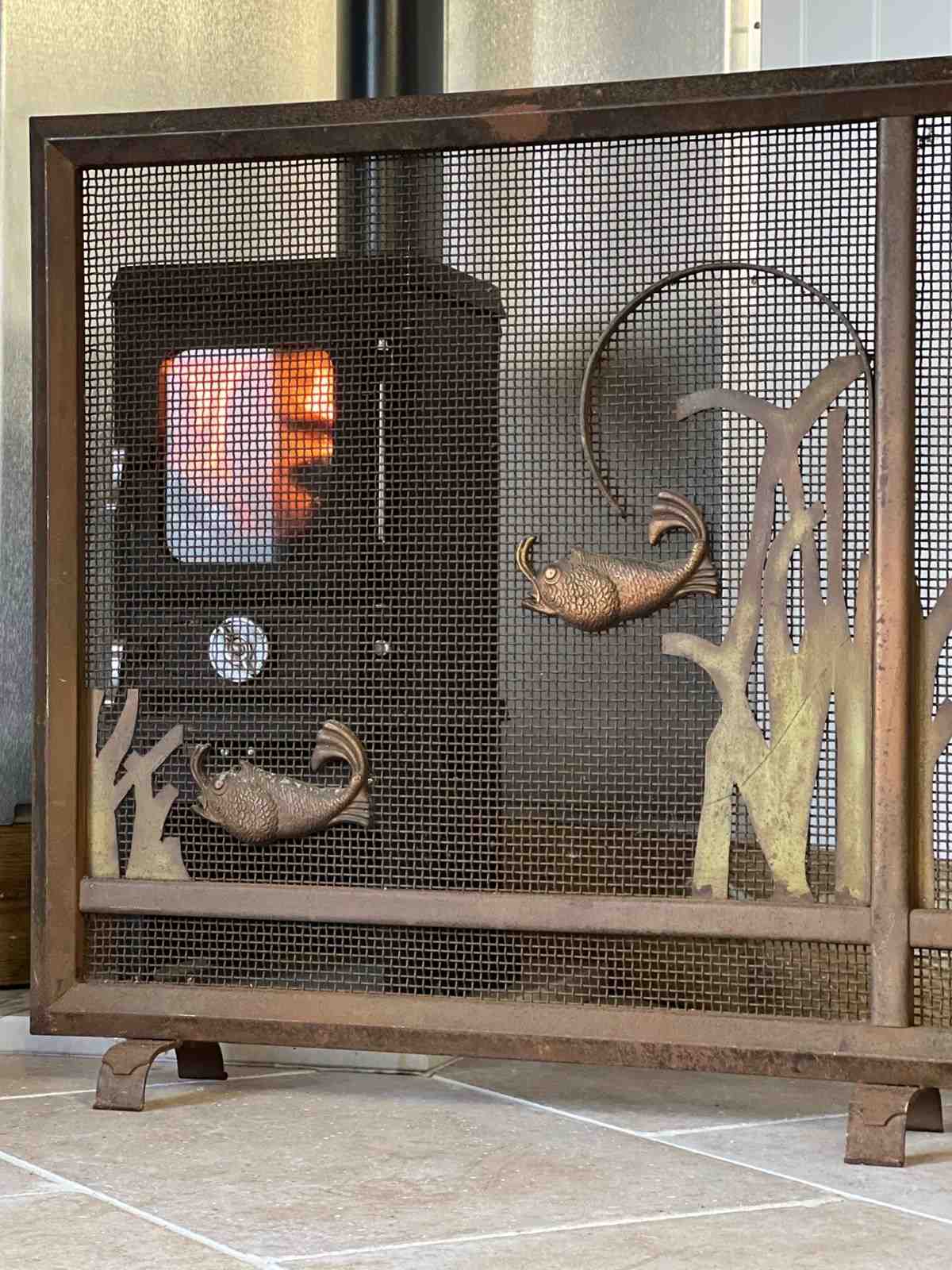 Vintage Fish Decorated Firescreen - The Hoarde Vintage