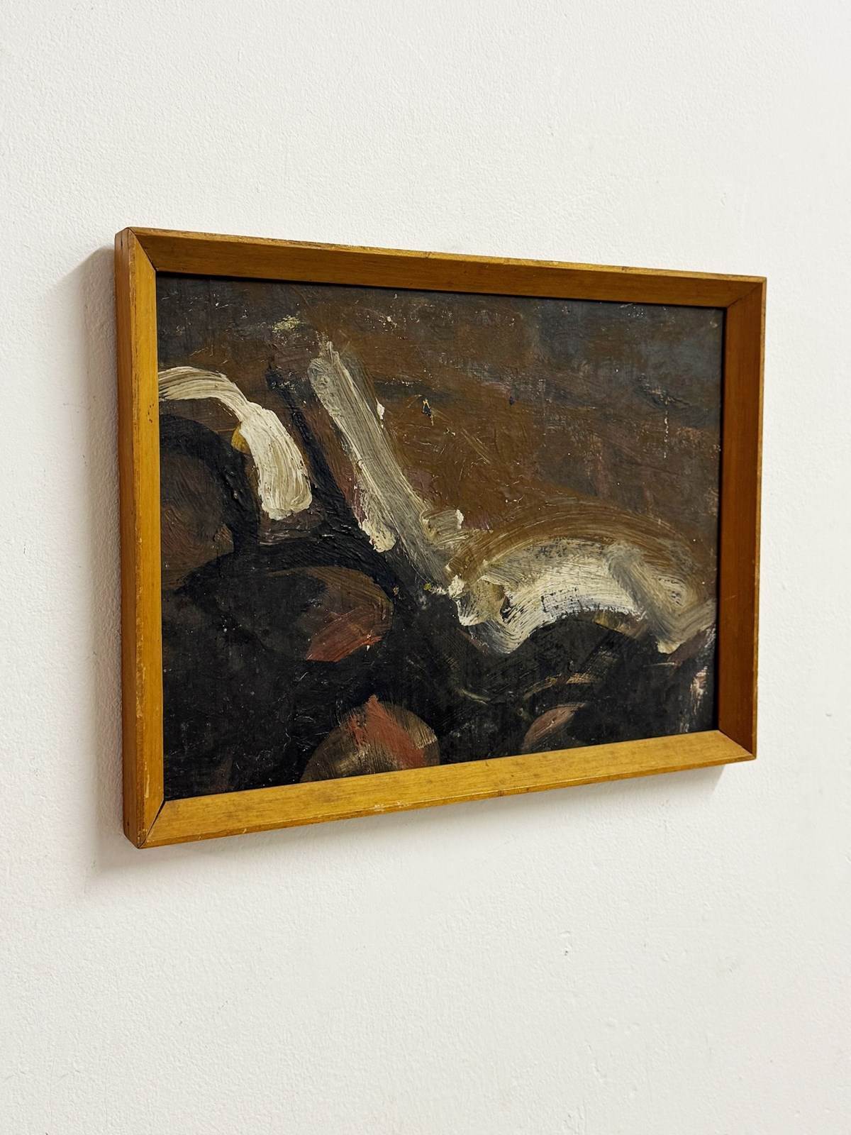 Swedish Mid-Century Abstract Textured Oil Painting - The Hoarde Vintage