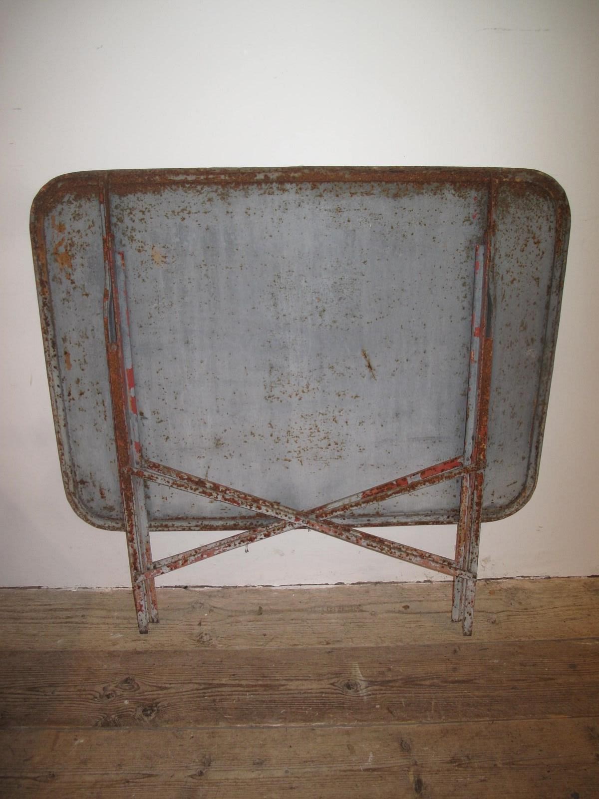 Large Folding Iron Table Original Paint - The Hoarde Vintage