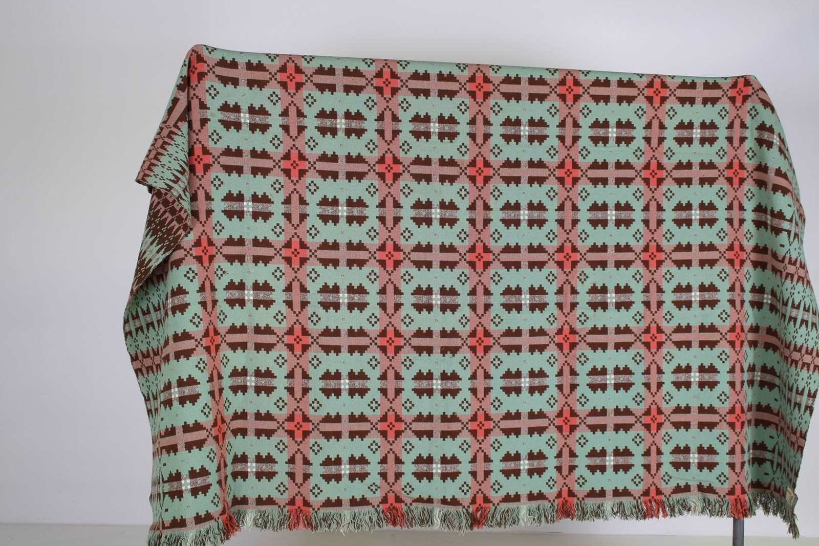 1960S Vintage Pure Welsh Wool Tapestry Blanket In Autumnal Brown And ...