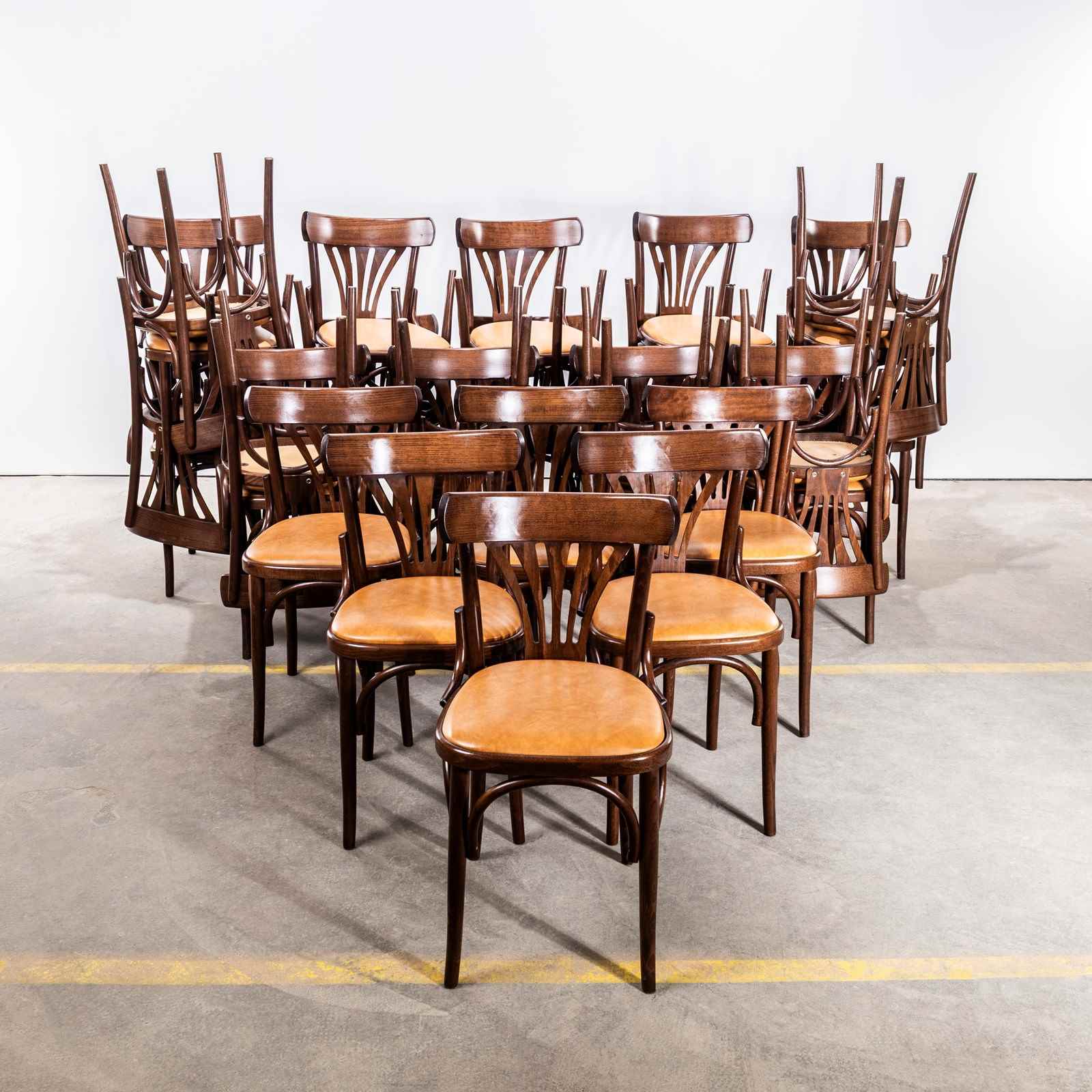 1960'S Upholstered Fan Back Bentwood Dining Chairs - The Hoarde Vintage