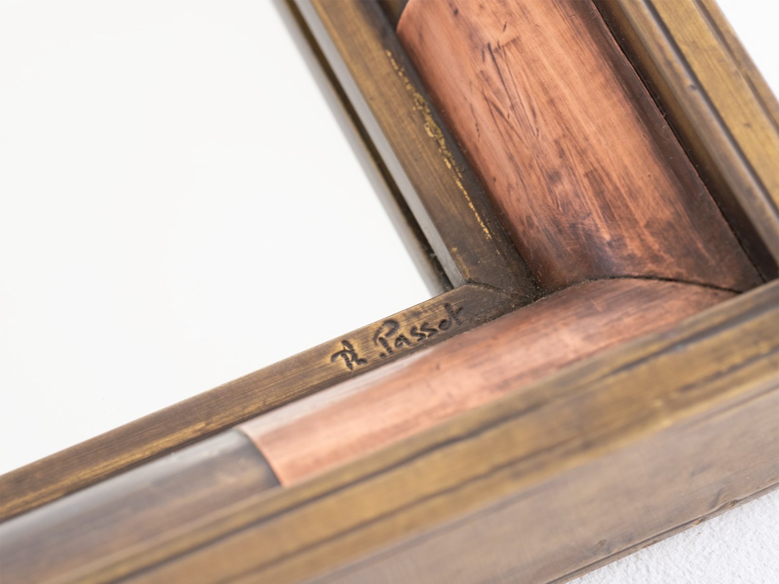 Patinated Brass & Copper Mirror By A. Passot - The Hoarde Vintage