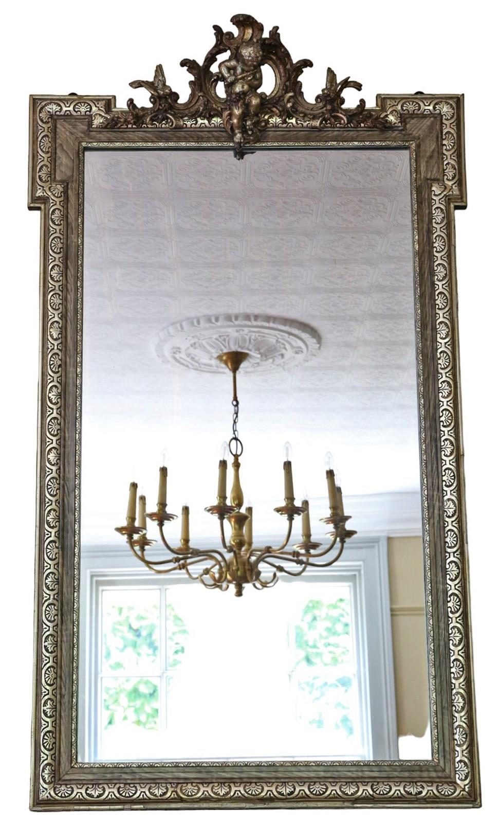Antique Large C.1900 Gilt Overmantle Wall Mirror – High-Quality Ornate ...