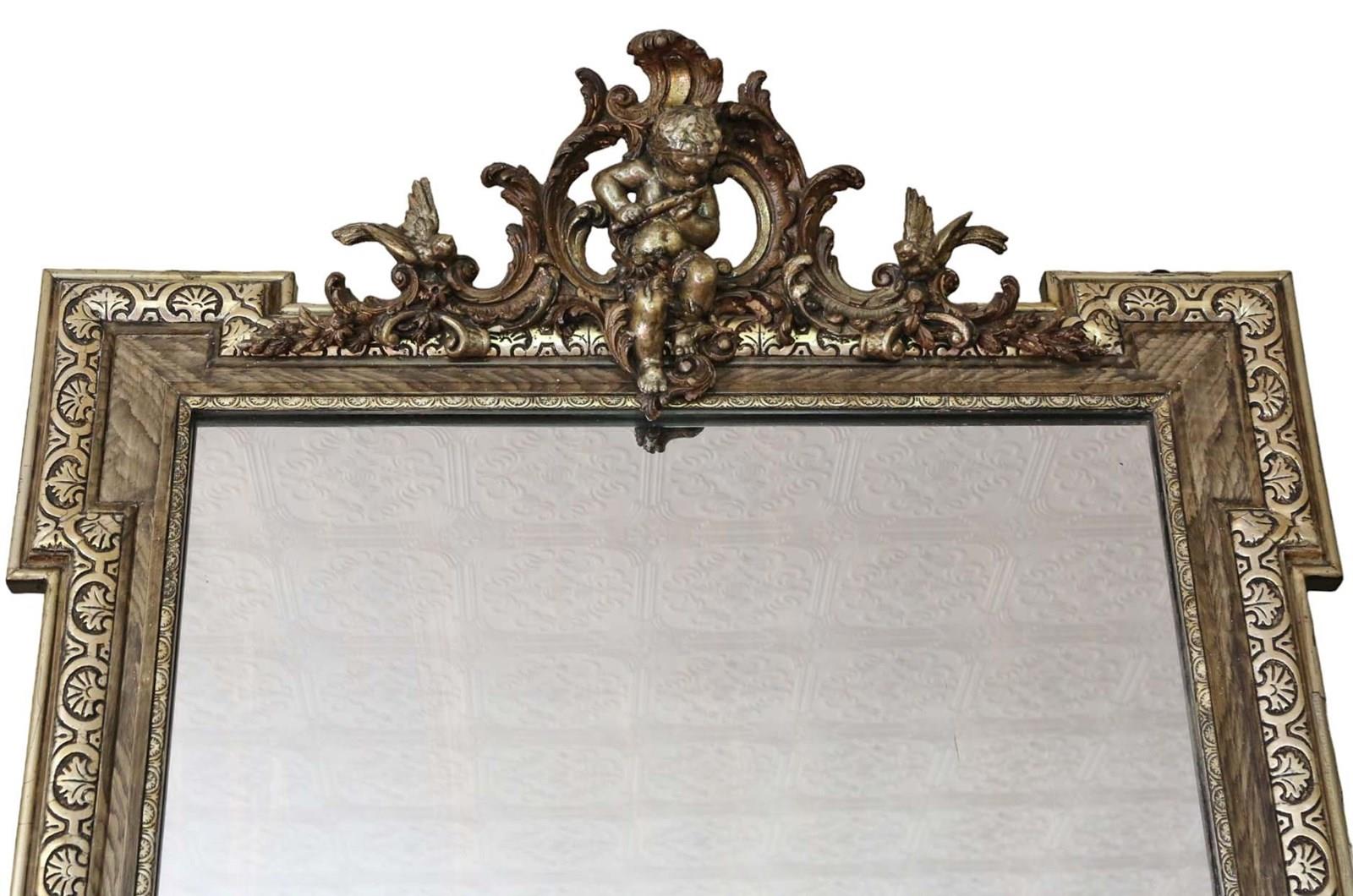 Antique Large C.1900 Gilt Overmantle Wall Mirror – High-Quality Ornate ...