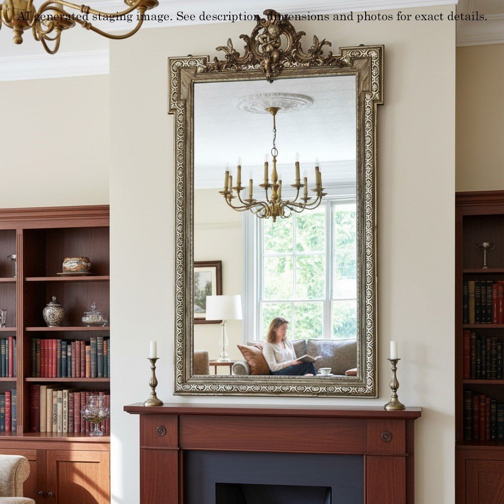 Antique Large C.1900 Gilt Overmantle Wall Mirror – High-Quality Ornate ...