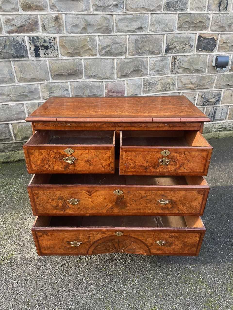 Antique 18Th Century Burr Walnut Chest Draws - The Hoarde Vintage